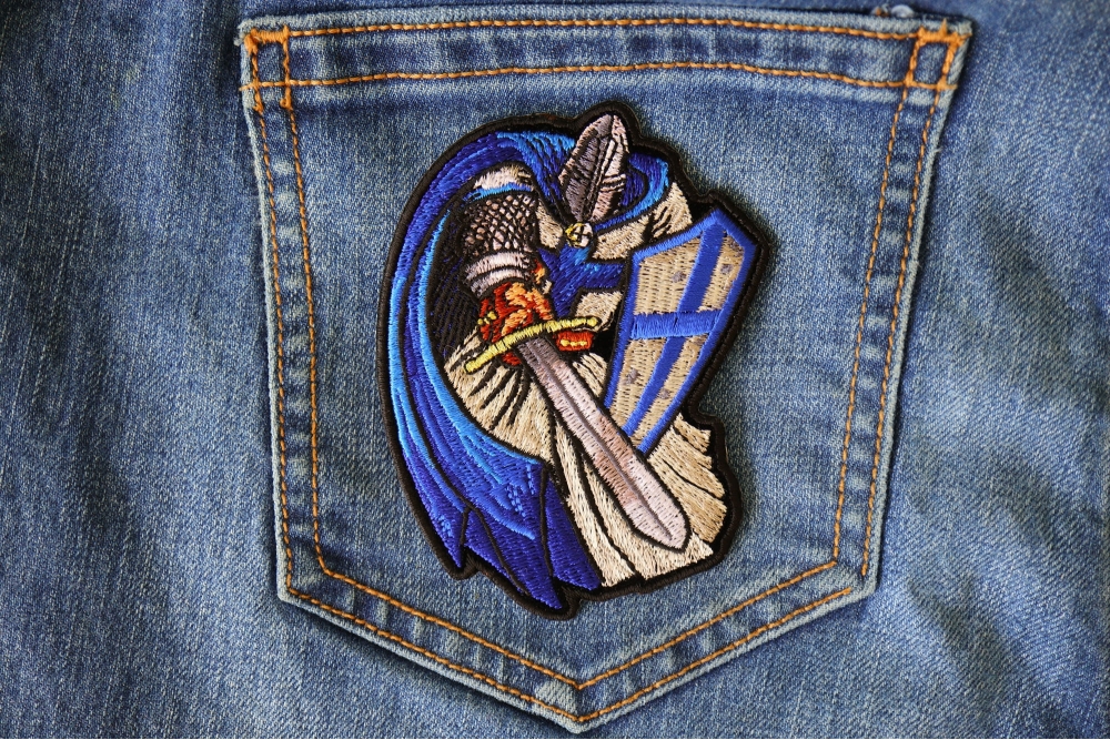 Blue Knight Patch for Sewing on to Jackets by Ivamis Patches