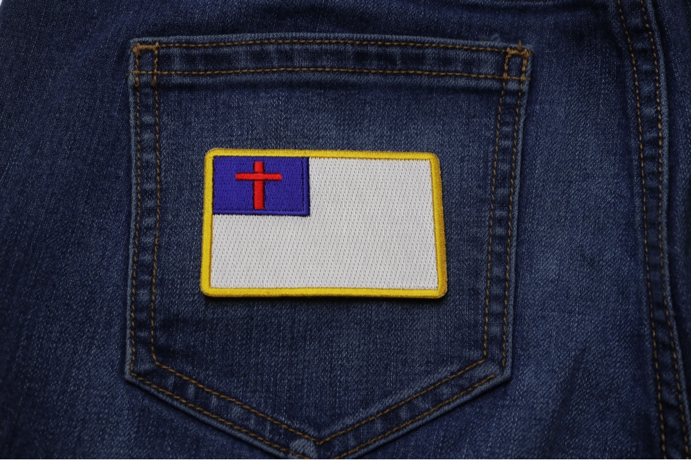 Iron On Christian Flag Small Patch | Embroidered Patches by Ivamis Patches
