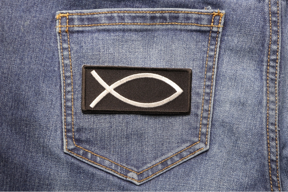Fish Patch - Embroidered Iron On Badge Of Christian Secret Symbol ...