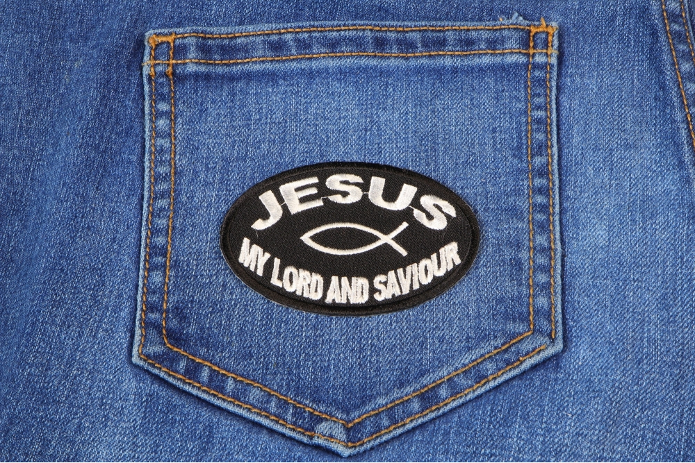 Jesus My Lord and Saviour With Fish Symbol Iron On Embroidered Patch ...