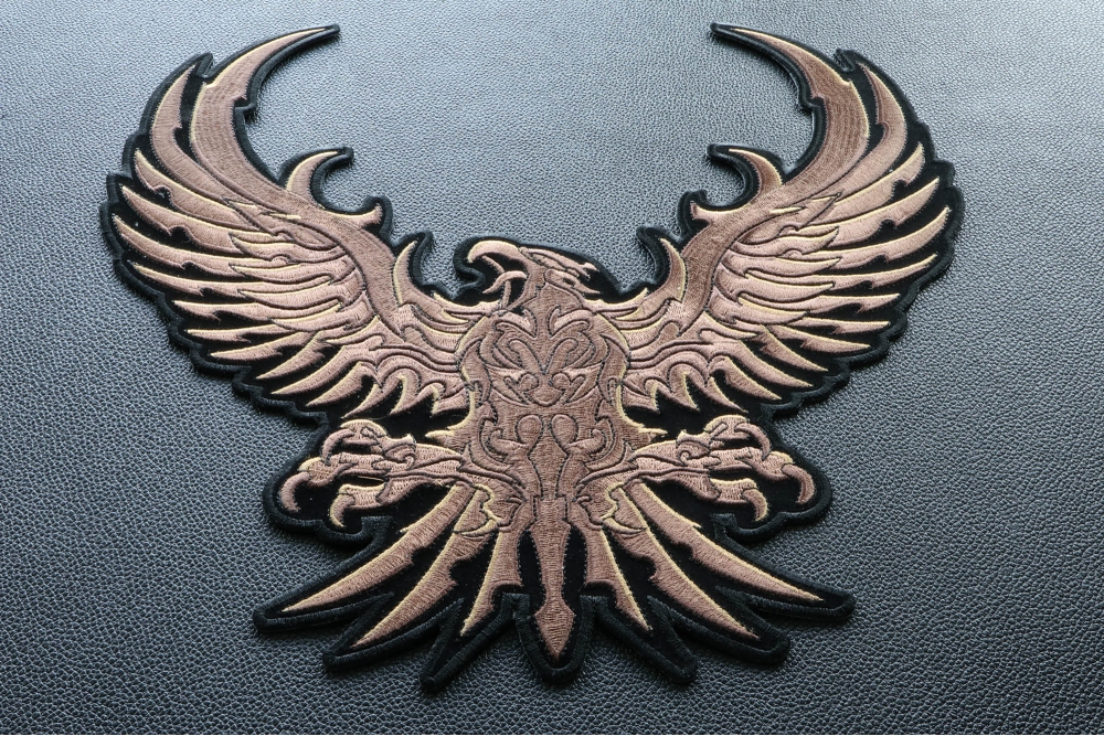 Brown Raised Wing Tribal Eagle - Large Patch for Jacket by Ivamis Patches