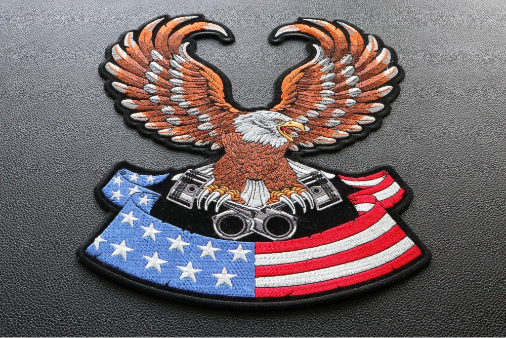 Large Eagle Back Patch for Jackets with Raised Wings and American Flag ...