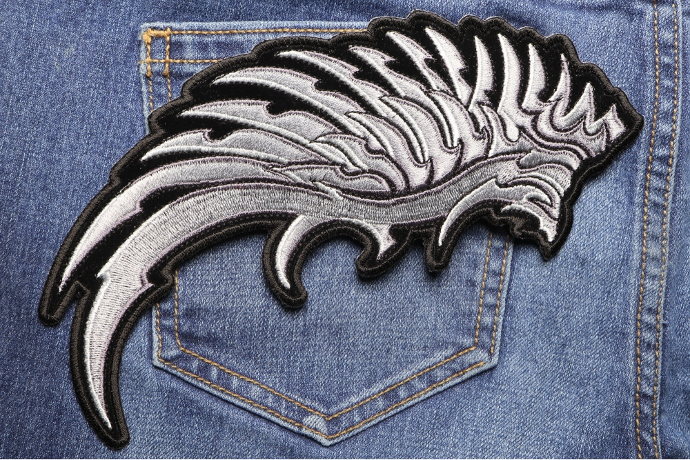 Right Silver Eagle Wing Patch, Large Eagle Back Patches by Ivamis Patches