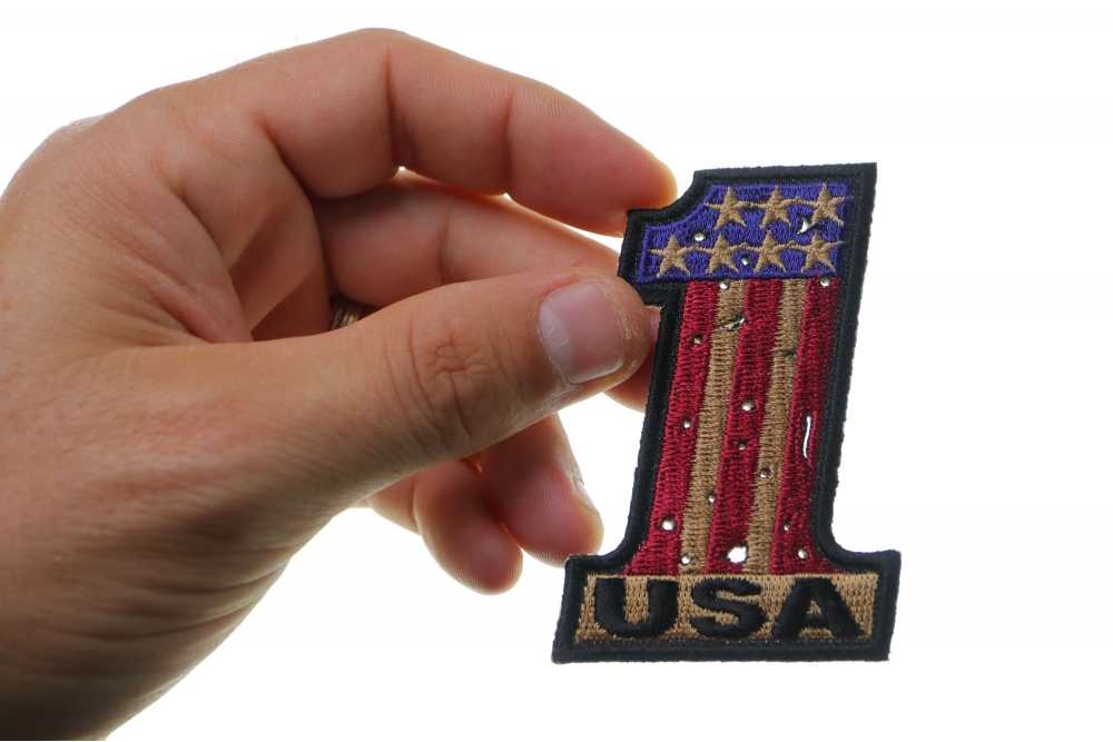 Number 1 USA Vintage Flag and Stars Patch | US Military Veteran Patches ...