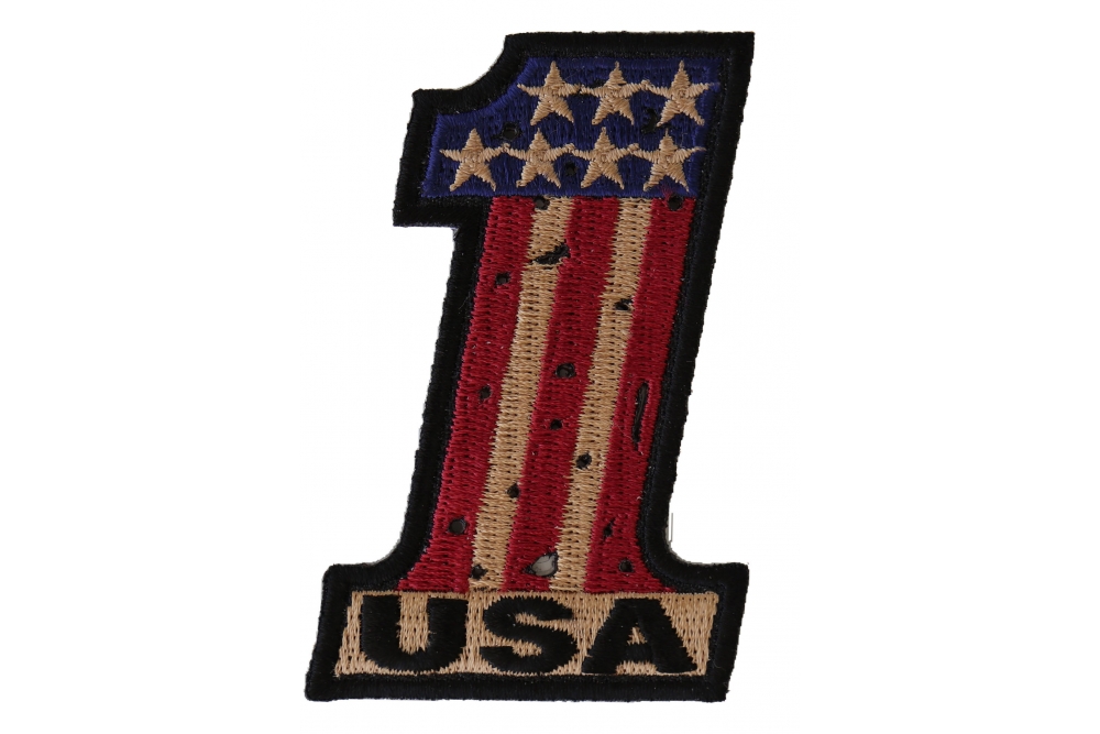 Number 1 USA Vintage Flag and Stars Patch | US Military Veteran Patches ...