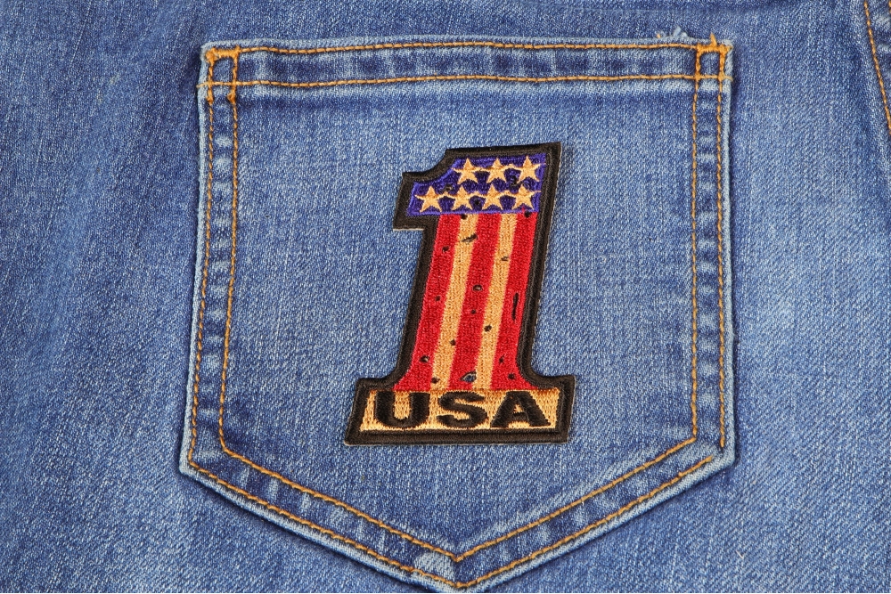 Number 1 USA Vintage Flag and Stars Patch | US Military Veteran Patches ...
