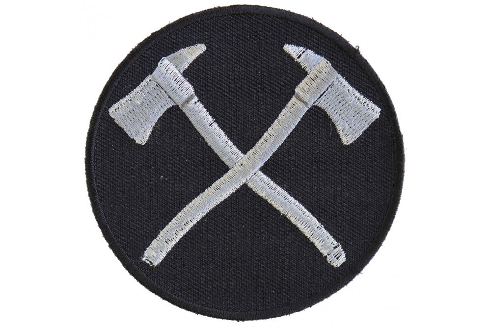 Crossed Firefighter Axes In Silver Patch | Embroidered Patches by ...
