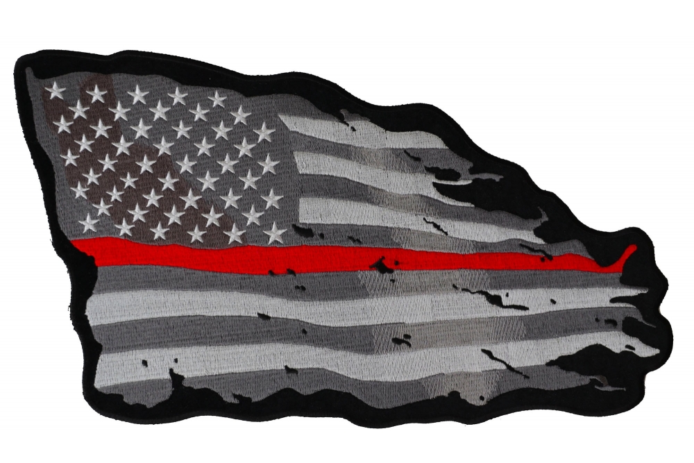 Thin Red Line American Tattered Flag Large Back Patch by Ivamis Patches