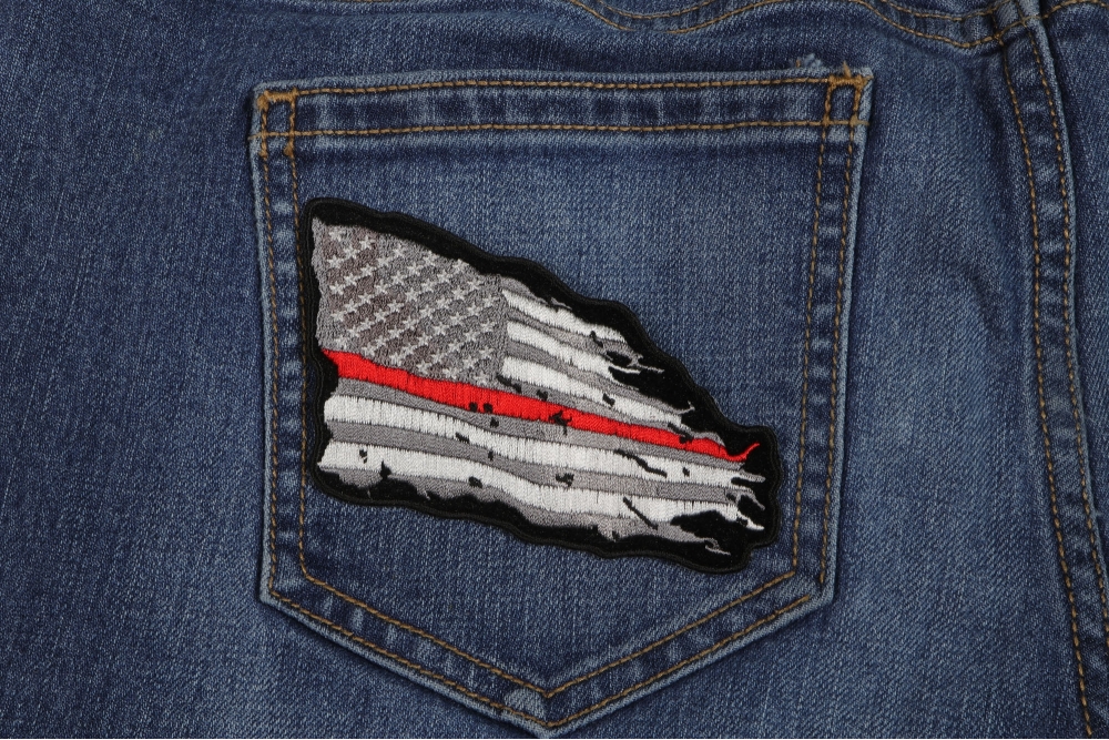 Thin Red Line American Tattered Flag Patch by Ivamis Patches