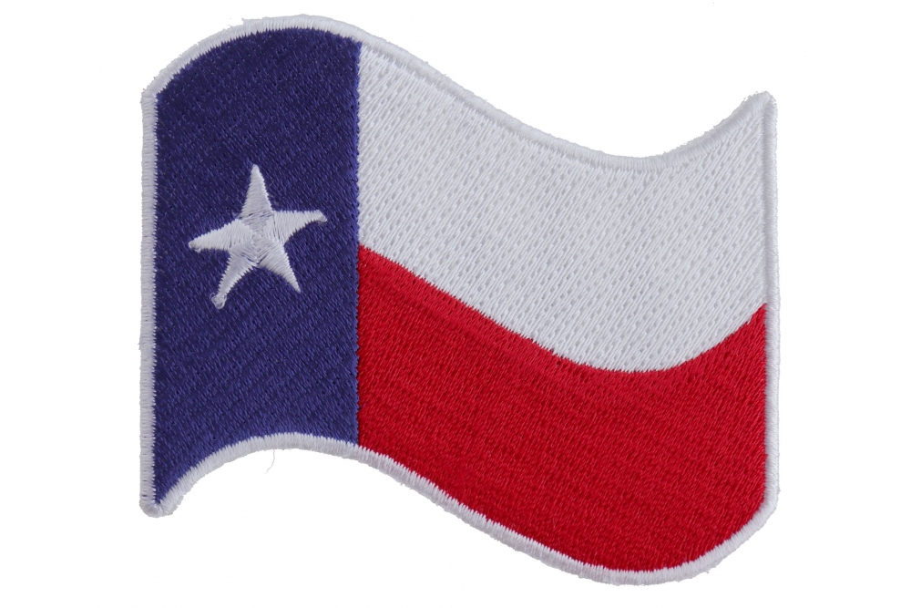 Texas Waving Flag White Border Patch | Embroidered Patches by Ivamis ...