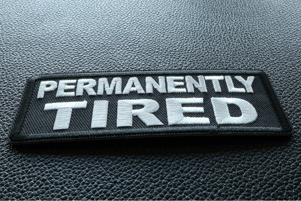 Permanently Tired Funny Patch - Iron on Funny Patches by Ivamis Patches
