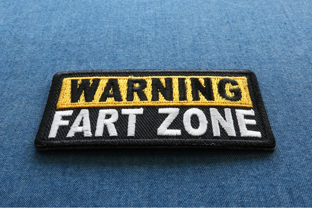 Warning Fart Zone Funny Iron on Patch - Iron on Funny Patches by Ivamis Patches