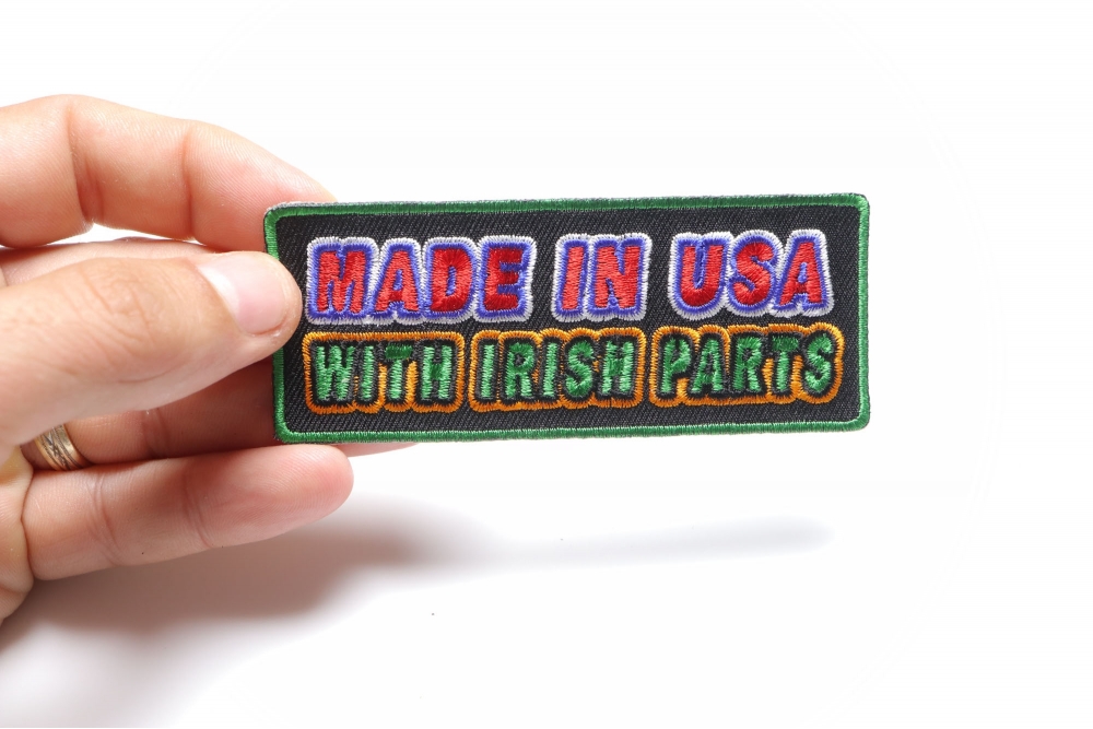 Made In USA With Irish Parts Funny Iron on Patch - Iron on Funny Patches by Ivamis Patches