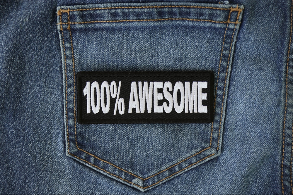 100% Awesome Funny Iron on Patch - Iron on Funny Patches by Ivamis Patches