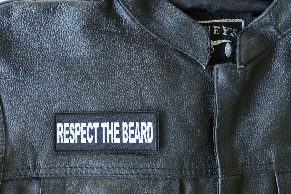 Respect The Beard Patch, Biker Sayings by Ivamis Patches