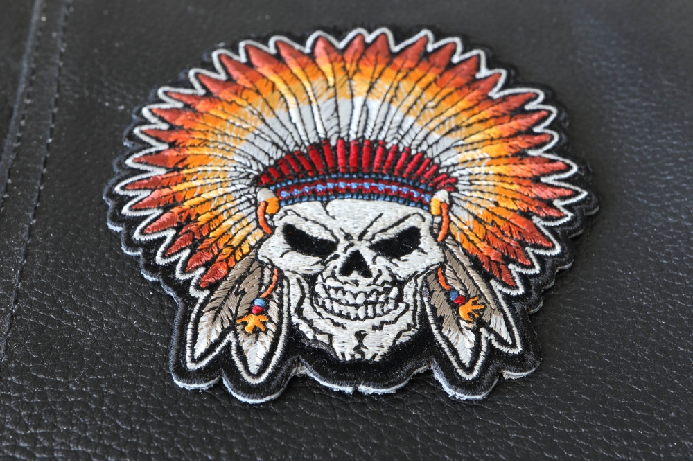 Indian Skull Patch for Sewing or Ironing on to Jackets by Ivamis Patches