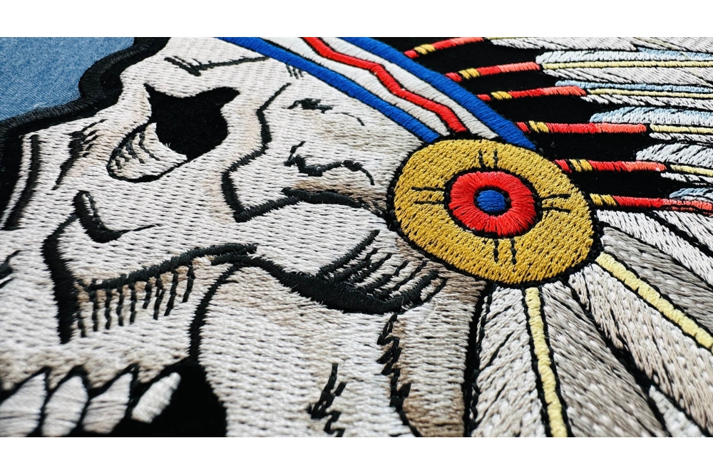 Screaming Indian Skull with Headdress - Jacket Patch Large by Ivamis ...