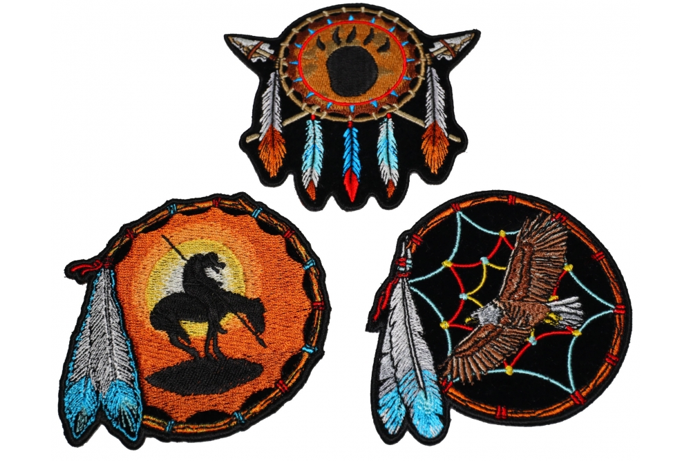 Set of 3 Small Dreamcatcher Patches Native American Indian Designs by ...