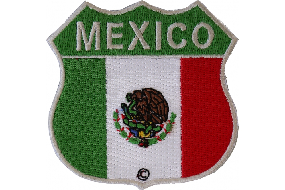 Iron On Mexico Flag Shield Patch | Embroidered Patches by Ivamis Patches