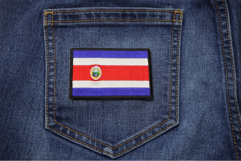 Costa Rica Flag Patch shown on jeans