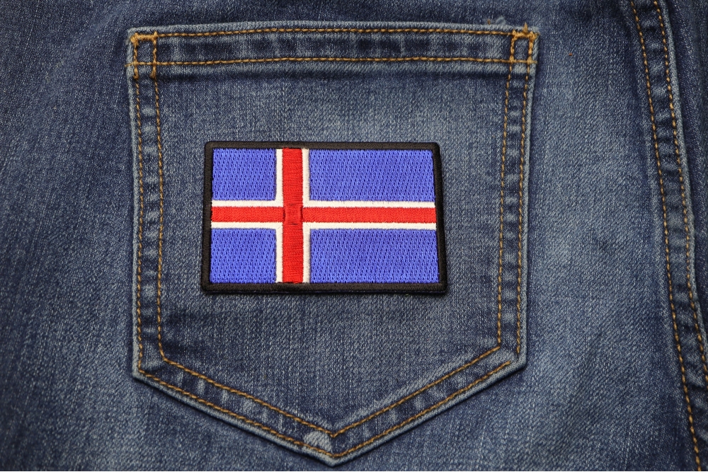 Iceland Flag Patch shown on jeans