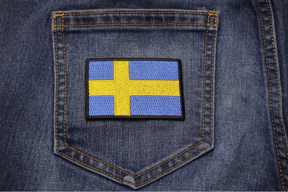 Sweden Flag Patch shown on jeans