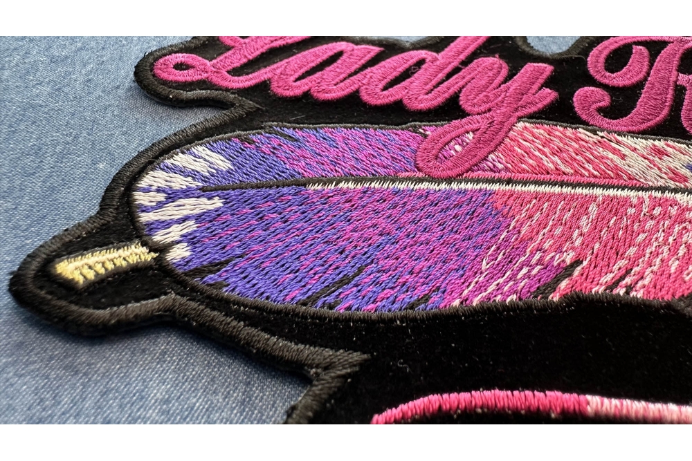 Feather Rose Lady Rider Patch, Large Ladies Back Patches for Jackets by ...