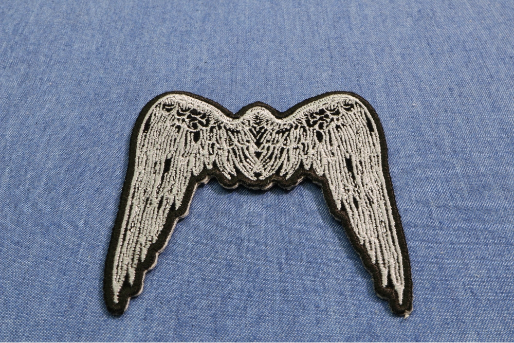 Small Angel Wings Patch Grey | Embroidered Patches by Ivamis Patches
