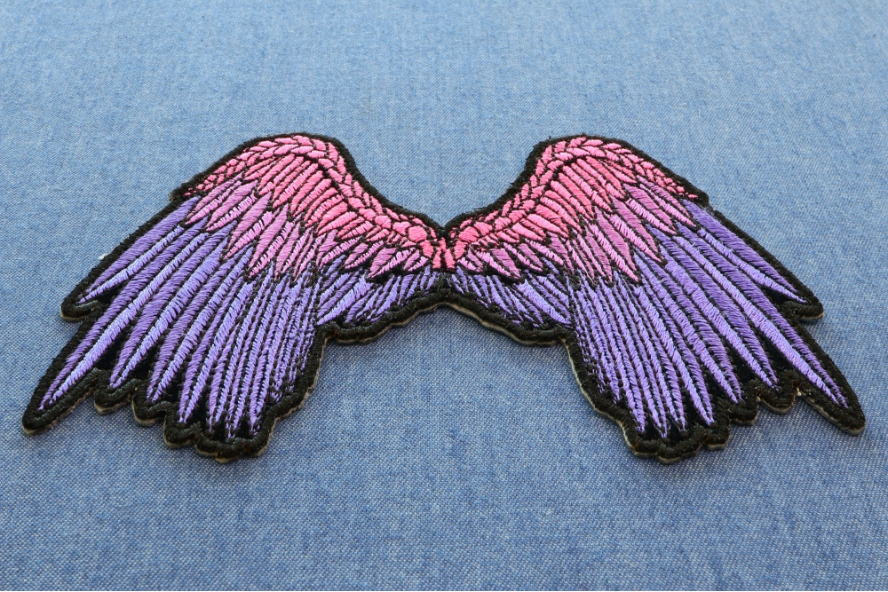 Small Angel Wings Patch In Pink | Embroidered Patches by Ivamis Patches