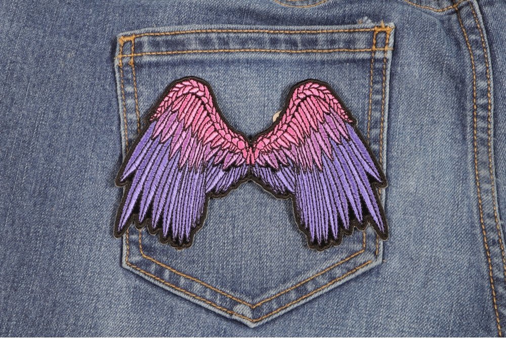 Small Angel Wings Patch In Pink | Embroidered Patches by Ivamis Patches