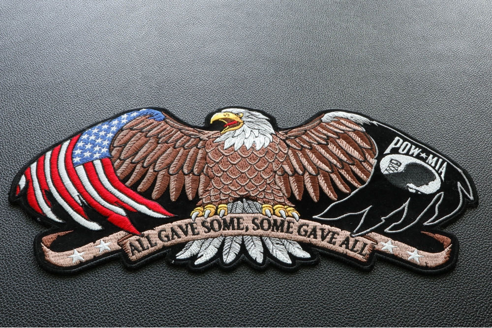 POW MIA Eagle Large Back Patch for Leather Vests by Ivamis Patches