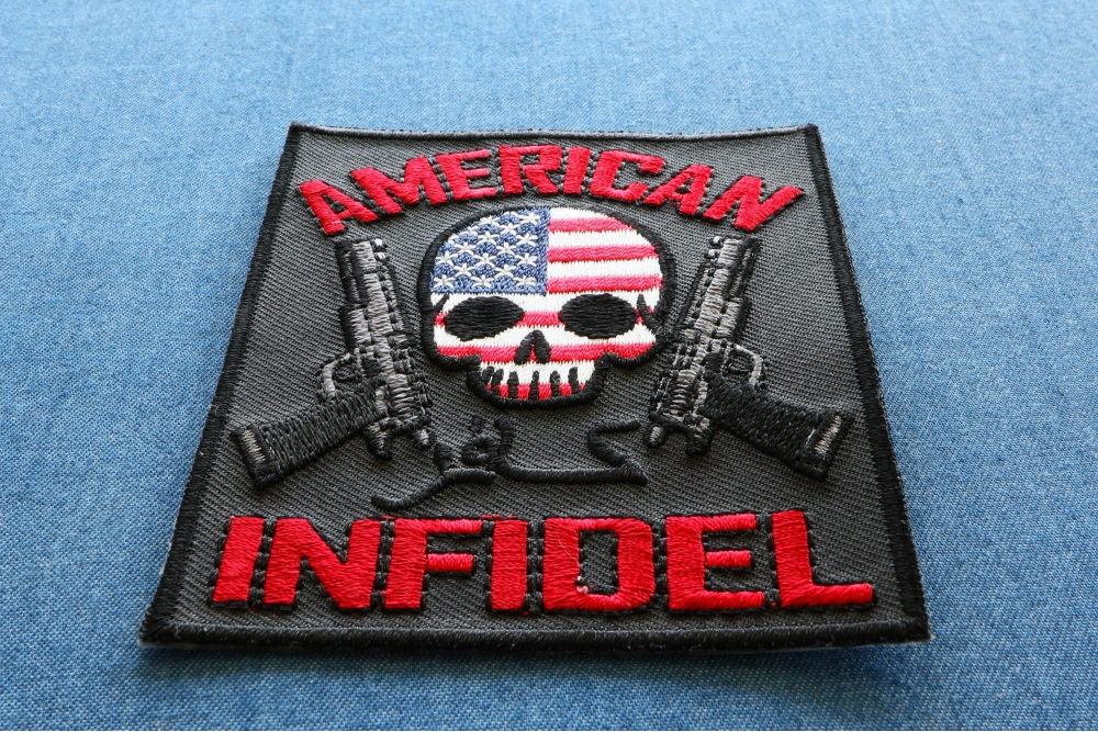 American Infidel Skulls and Guns Patch, Skull Patches by Ivamis Patches
