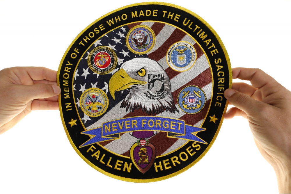 Never Forget Patch In Memory of Fallen Heroes, Large Patriotic Patches ...
