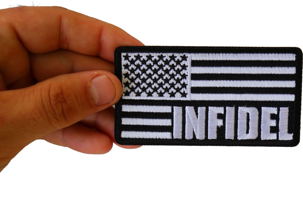 Infidel American Flag Black White Patch | US Military Veteran Patches ...