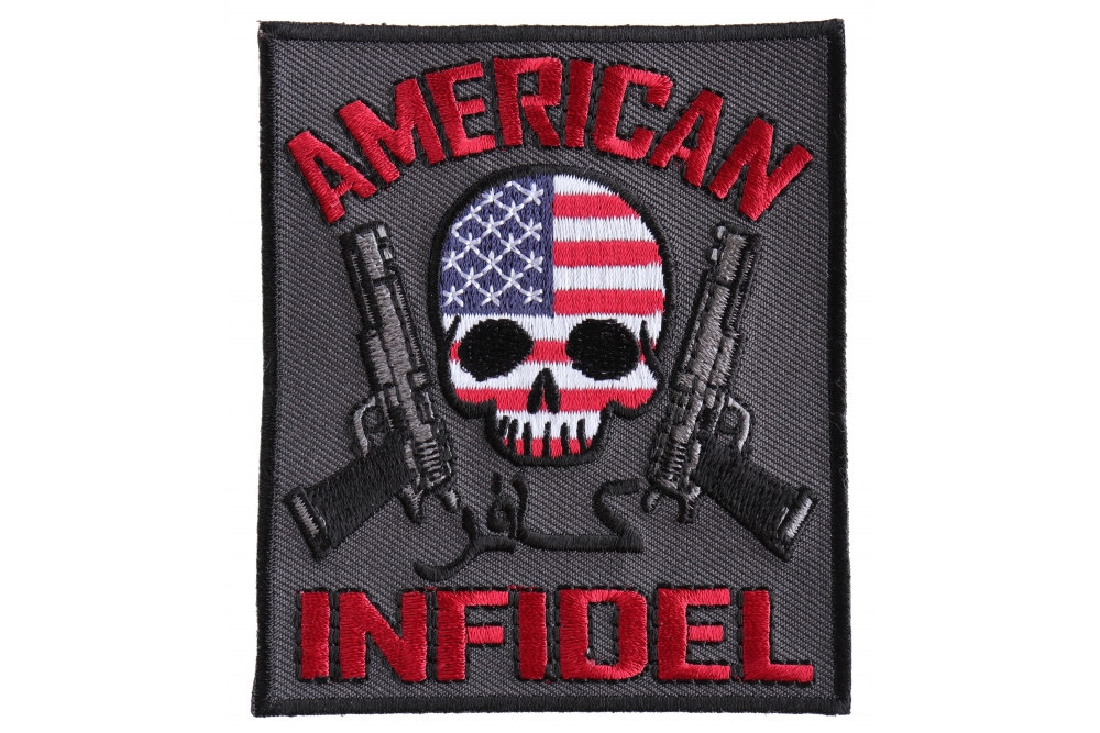 American Infidel Skulls and Guns Patch, Skull Patches by Ivamis Patches