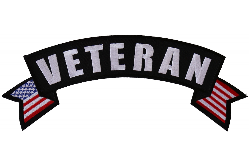 Veteran Patch, US Flag Large Rocker Patch by Ivamis Patches