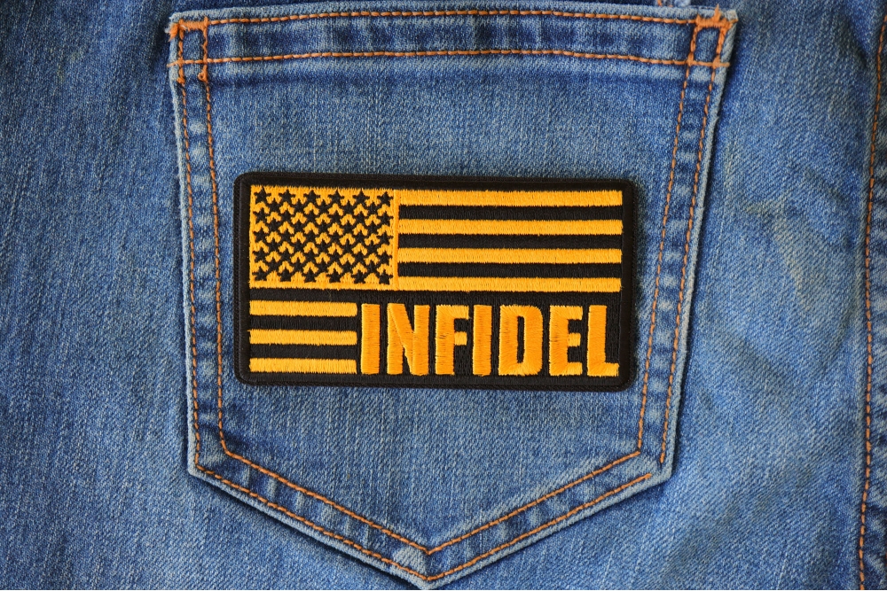 Infidel American Flag Black Yellow Patch | US Military Veteran Patches ...