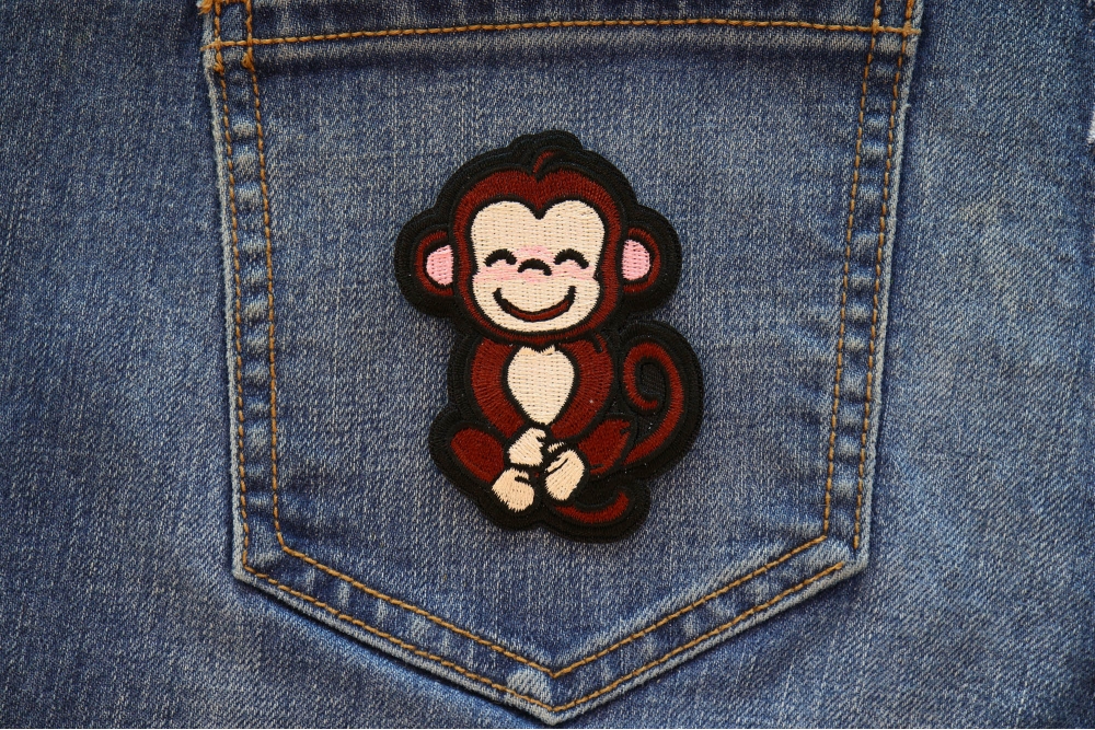Cute Monkey Iron on Patch - Iron on Monkey Patches by Ivamis Patches