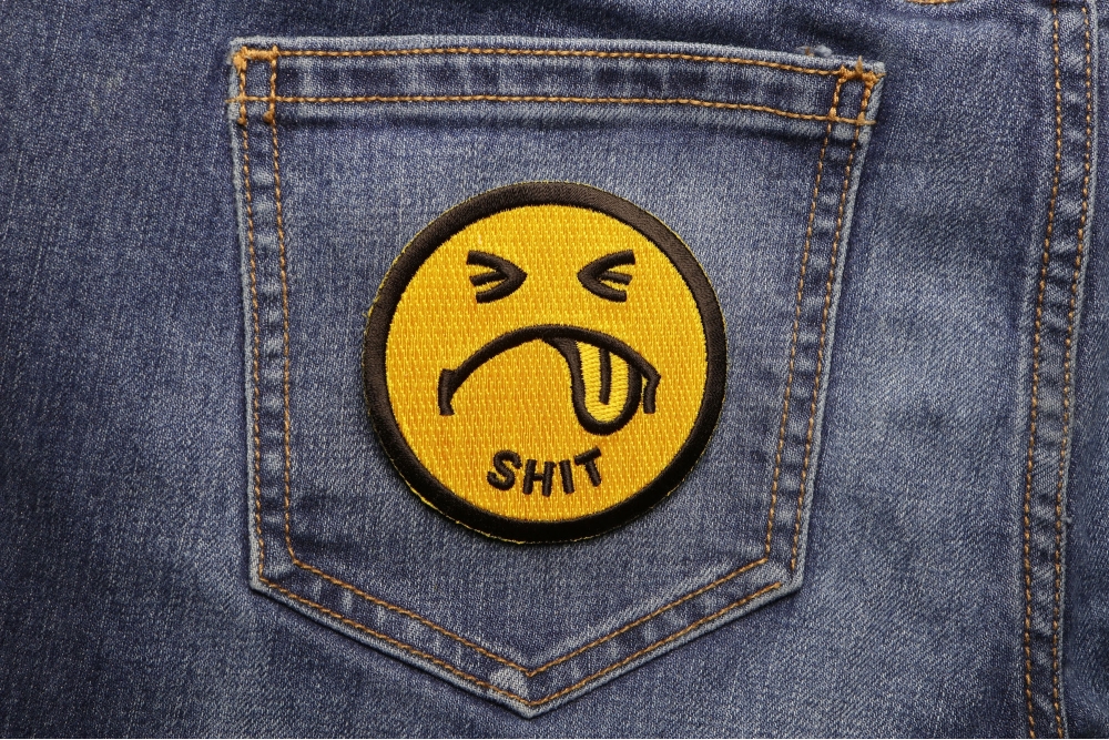 Shit Smiley Face Patch -Embroidered Iron On | Embroidered Patches by ...