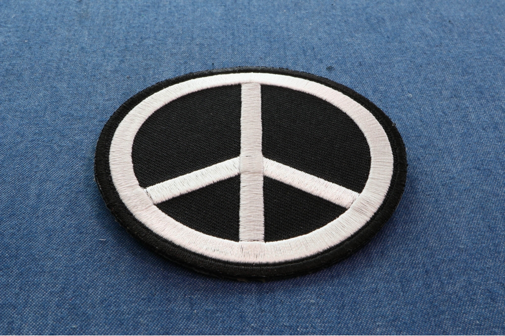 Black White Peace Sign Patch | Embroidered Patches by Ivamis Patches