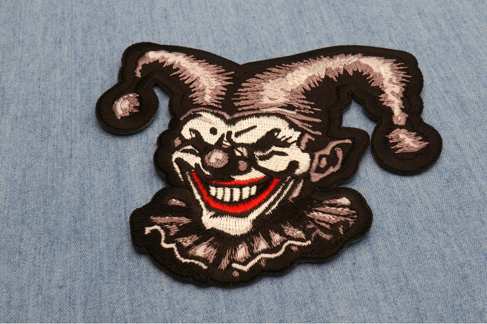Gray Clown Patch - Iron on Novelty Patches by Ivamis Patches