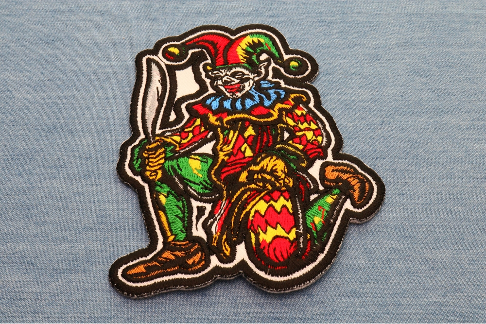 Jester Bending Knee Patch - Iron on Novelty Patches by Ivamis Patches
