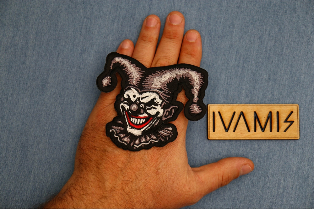 Gray Clown Patch - Iron on Novelty Patches by Ivamis Patches