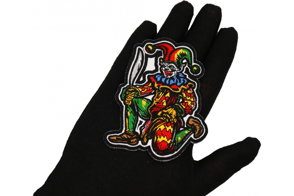 Jester Bending Knee Patch - Iron on Novelty Patches by Ivamis Patches