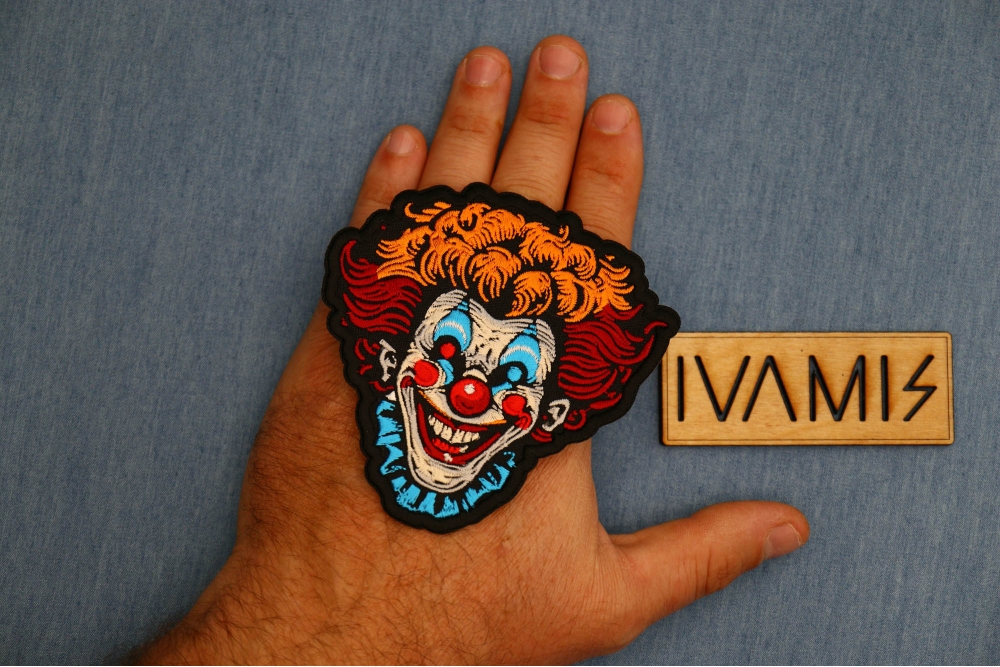 Laughing Clown Patch - Iron on Novelty Patches by Ivamis Patches