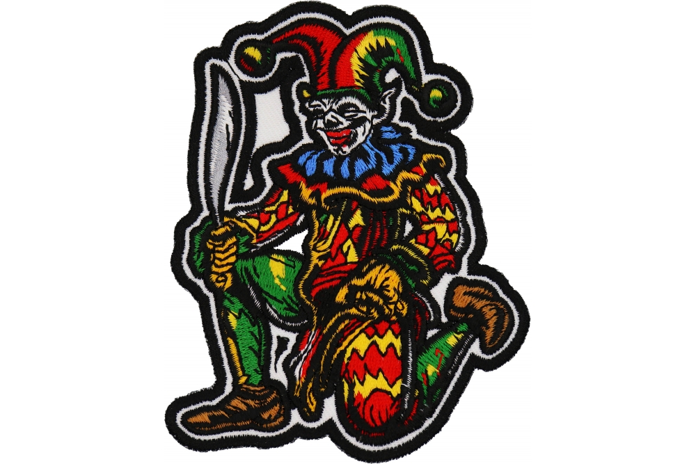 Jester Bending Knee Patch - Iron on Novelty Patches by Ivamis Patches