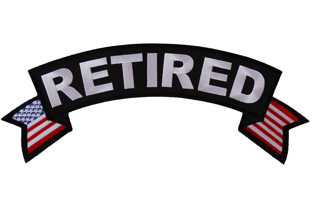 Retired Patch, US Flag Large Rocker Patch by Ivamis Patches