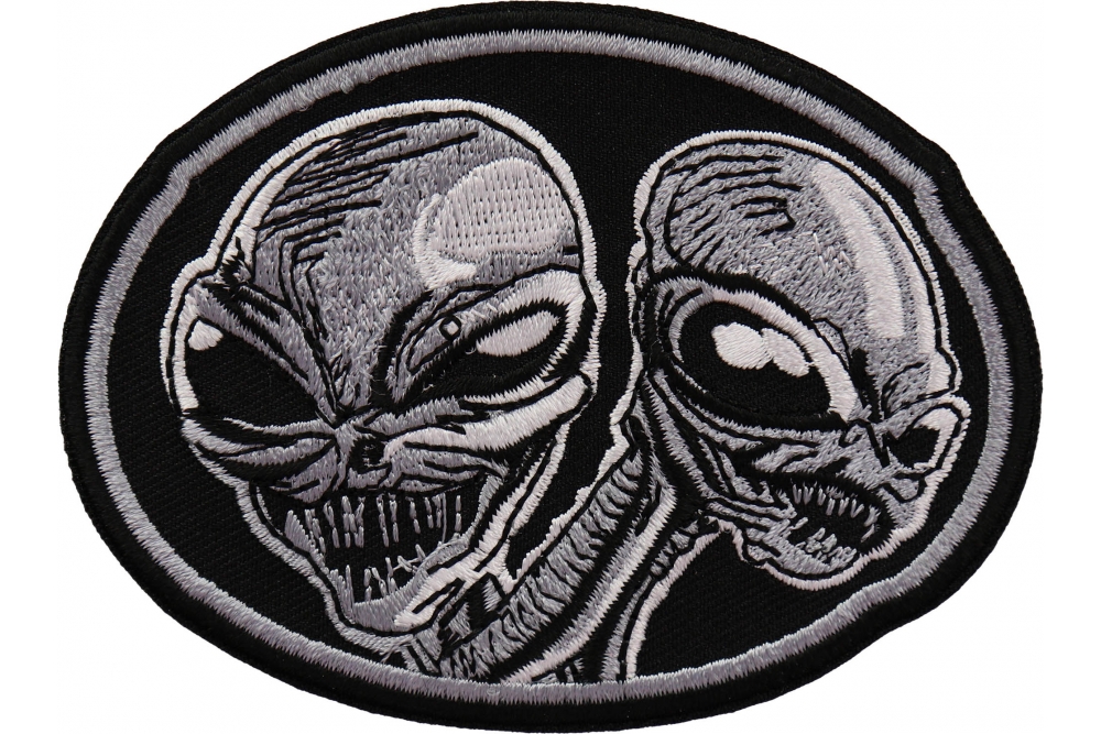 Two Aliens Patch - Iron on Novelty Patches by Ivamis Patches