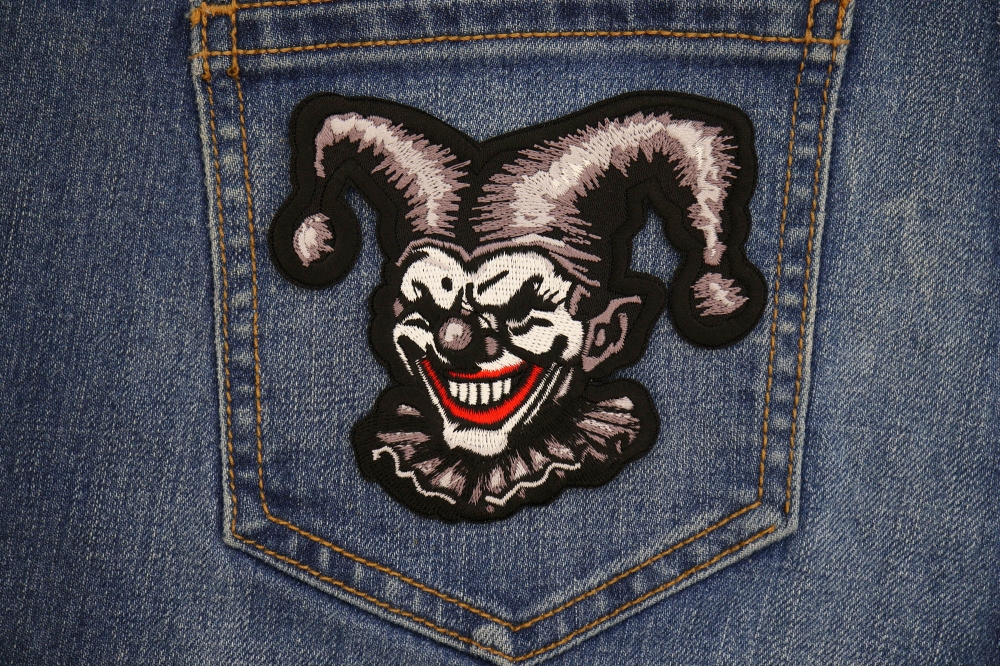 Gray Clown Patch - Iron on Novelty Patches by Ivamis Patches