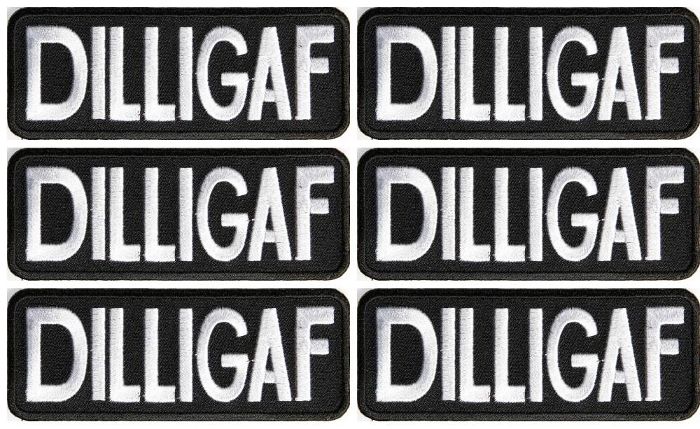 Dilligaf Patch Set Of 6 Black White Embroidered Biker Patches by Ivamis Patches
